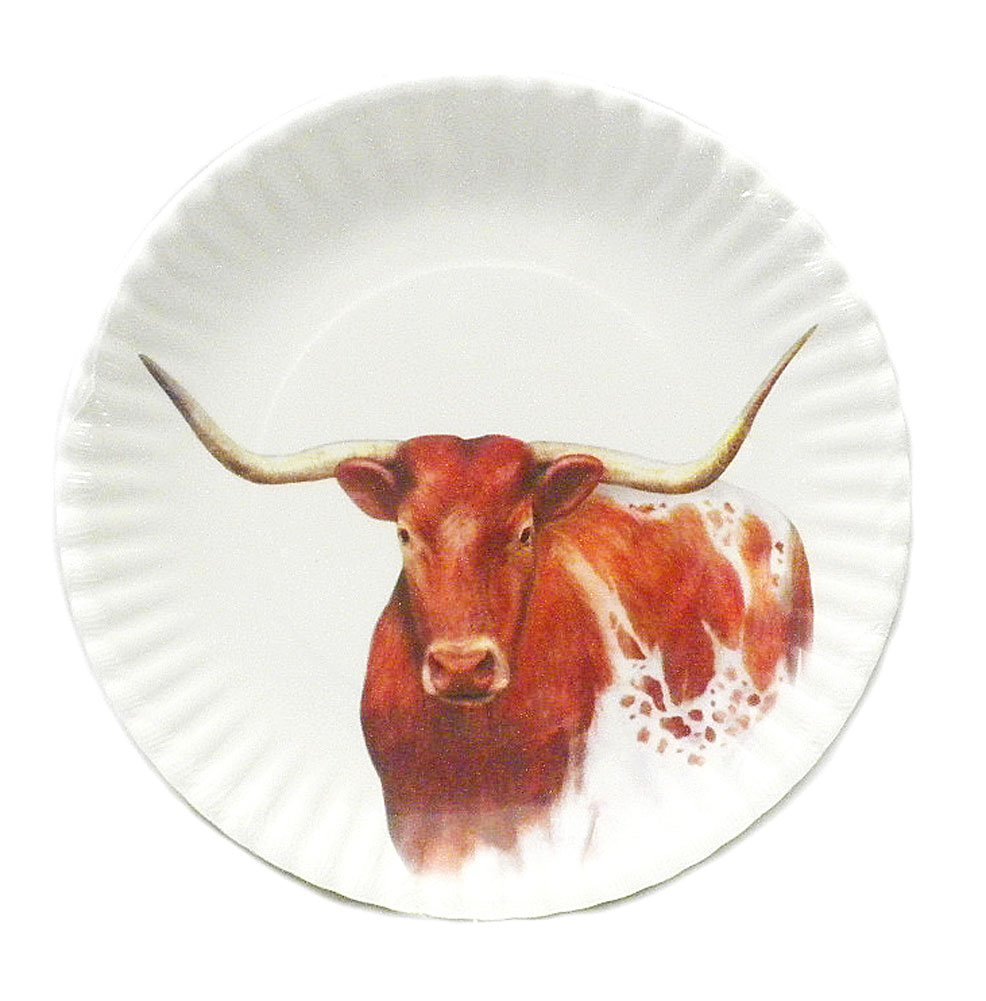 Western Longhorn Steer 9" Melamine Plates, Set of 4