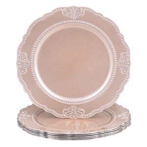 maoname 13" rose glod charger plates, set of 6, antique charger plates, plastic plate chargers, wedding reception chargers plate chargers for dinner