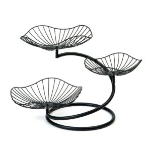 mossFlos 3-Tier Fruit Basket Holder, Decorative Fruit Bowls Stand, Easy Installation