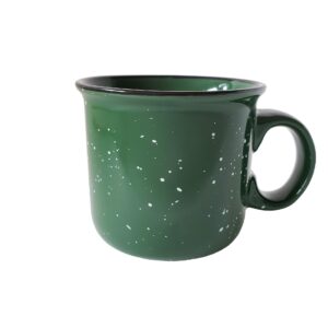 Essential Drinkware 14oz Ceramic Campfire Coffee Mug (Set of 4), Green with Speckled Finish - Durable Thick Walled Camping Style Cup for Outdoors or Home