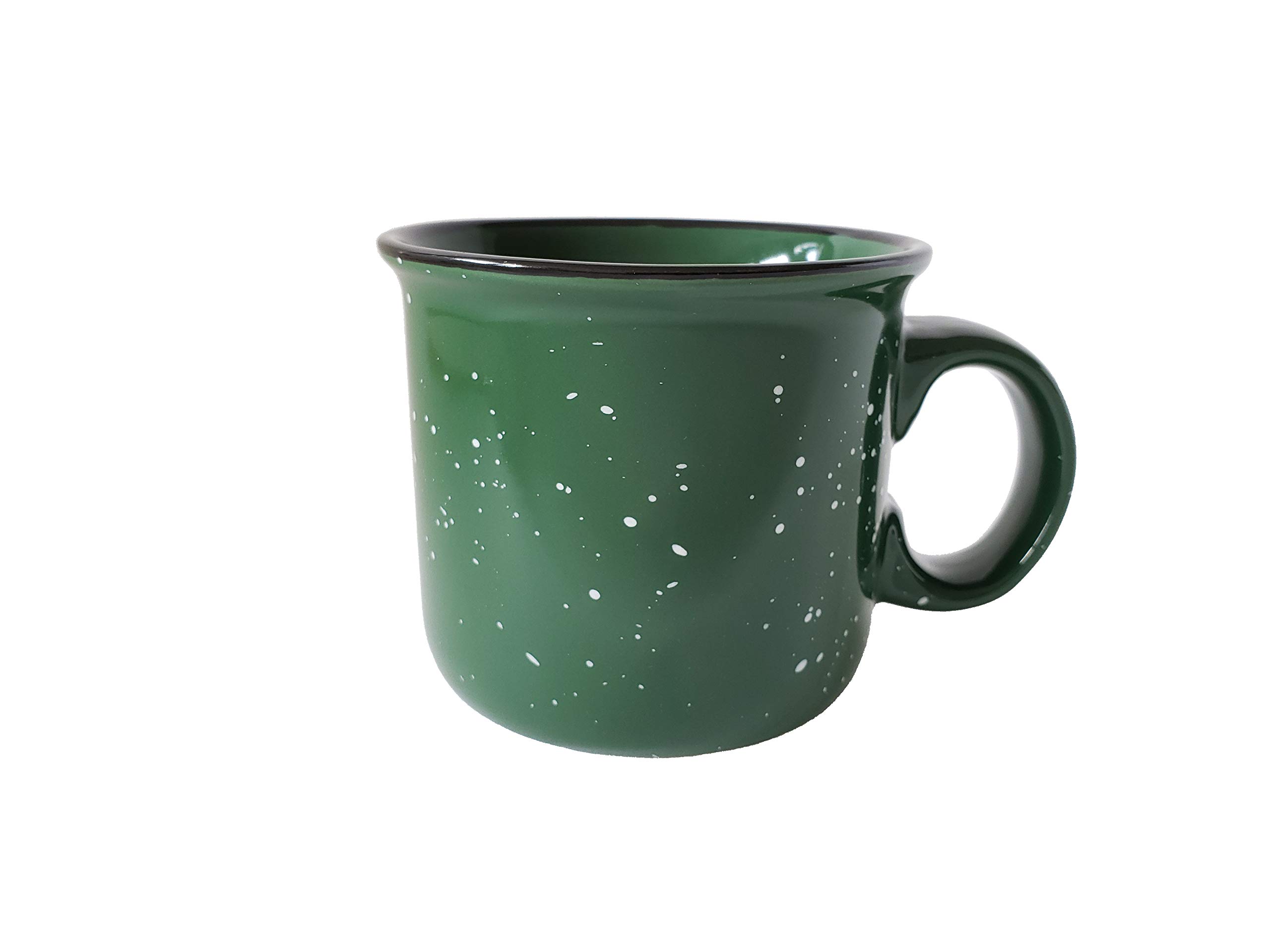 Essential Drinkware 14oz Ceramic Campfire Coffee Mug (Set of 4), Green with Speckled Finish - Durable Thick Walled Camping Style Cup for Outdoors or Home