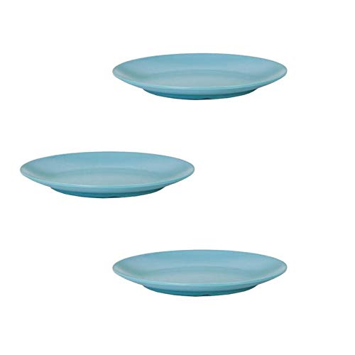 MBBITL 3-Pack Melamine Dinner Plates Dishes Set 7-inch Salad Plates Picnic Plates - Blue