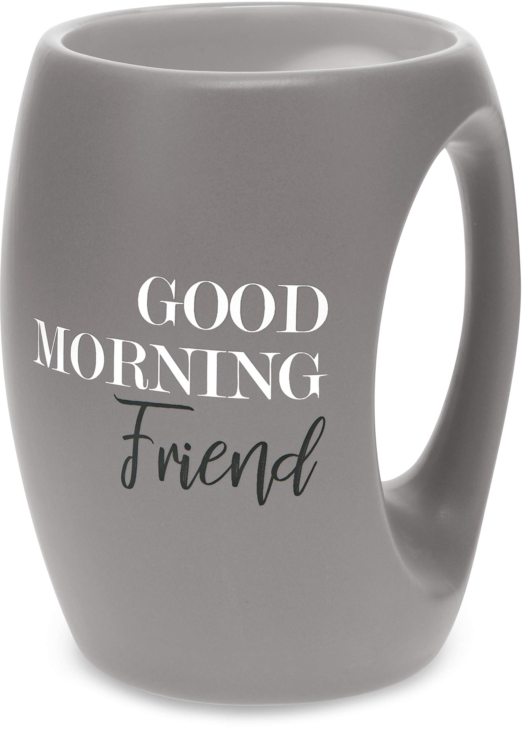 Pavilion Gift Company Gray Huggable Hand Warming 16 oz Coffee Cup Mug Good Morning Friend