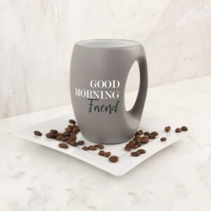 Pavilion Gift Company Gray Huggable Hand Warming 16 oz Coffee Cup Mug Good Morning Friend