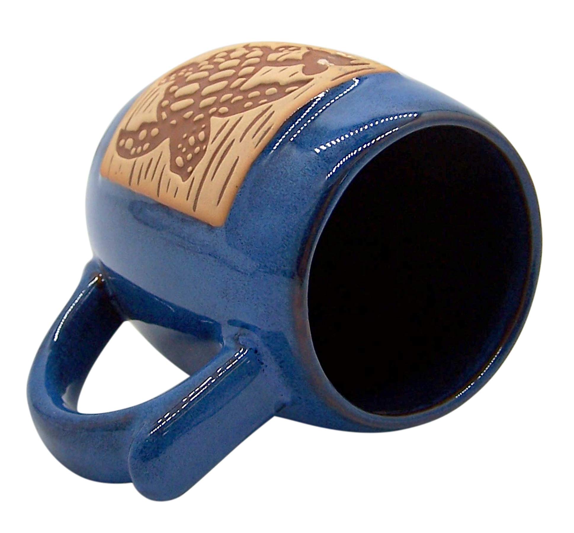 Blue Coffee Mug with a Brown and Tan Turtle Design, Nautical Theme, 5.25 Inches