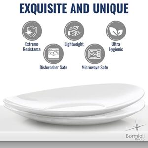 Bormioli Rocco Prometeo 18 Piece Dinnerware, Sets For 6, Tempered Opal Glass, Clean White, Curved Design With External Textures, Dishwasher & Microwave Safe.