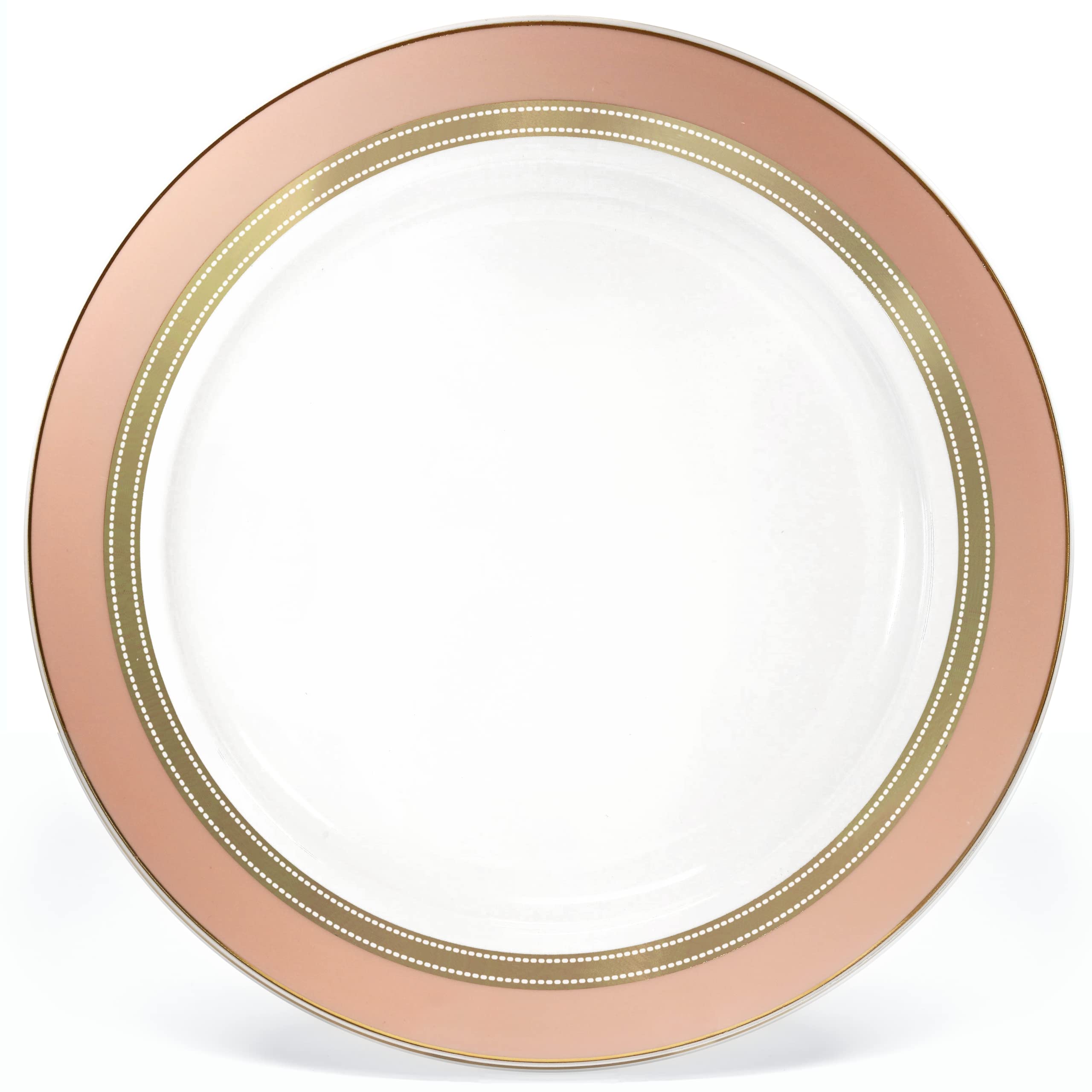 " OCCASIONS " 40 Piece Chargers pack Wedding Party 12'' Disposable Plastic Charger Plates/Chargers (Ritz Blush & Gold)