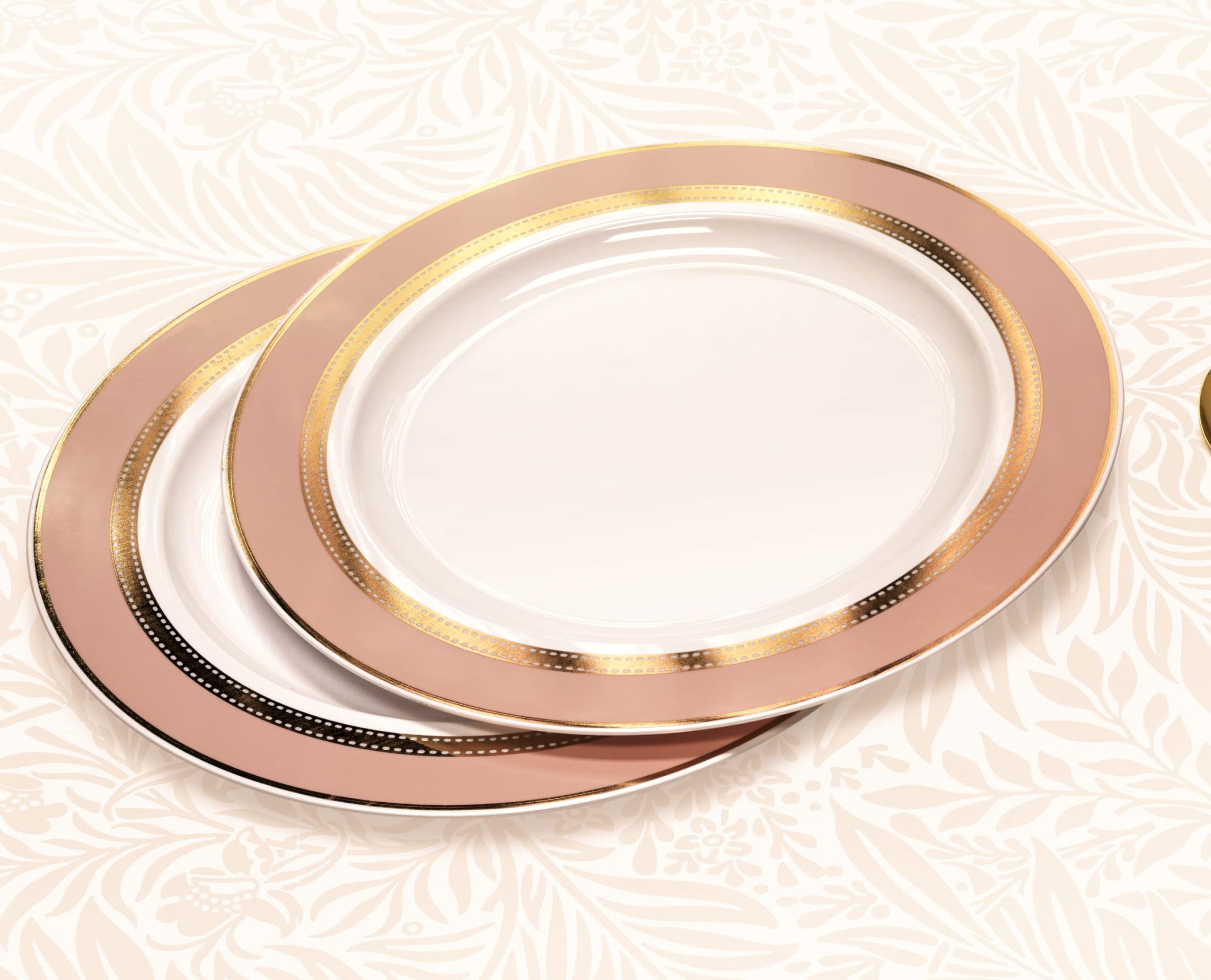 " OCCASIONS " 40 Piece Chargers pack Wedding Party 12'' Disposable Plastic Charger Plates/Chargers (Ritz Blush & Gold)