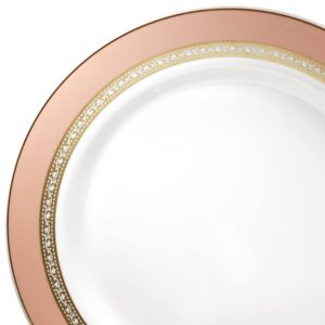 " OCCASIONS " 40 Piece Chargers pack Wedding Party 12'' Disposable Plastic Charger Plates/Chargers (Ritz Blush & Gold)