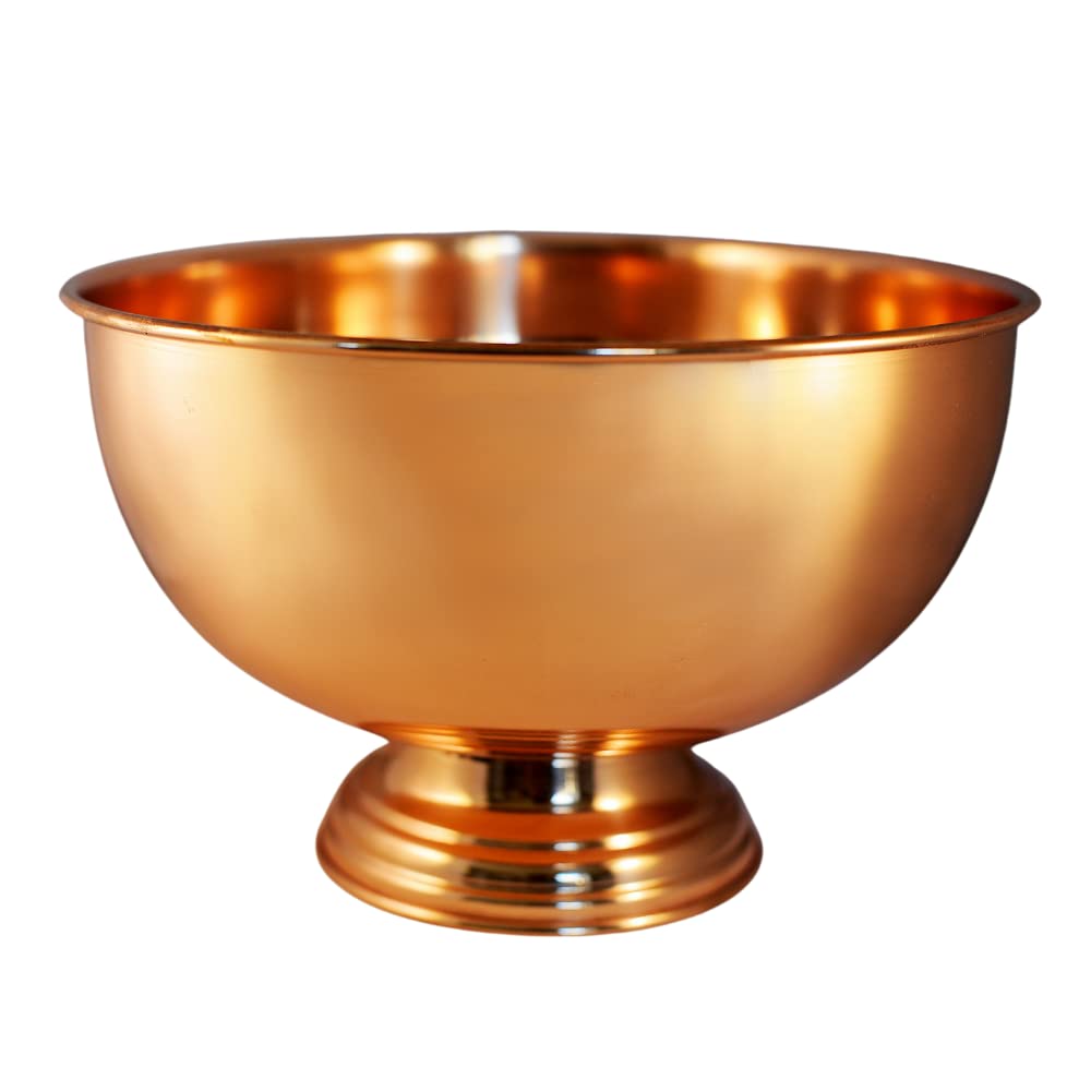 Alchemade 5 Liter 100% Copper Punch Bowl With Stand For Your Copper Kitchenware And Copper Dishware Collection - Perfect For Parties, Everyday Kitchen Use, Or As A Decorative Bowl