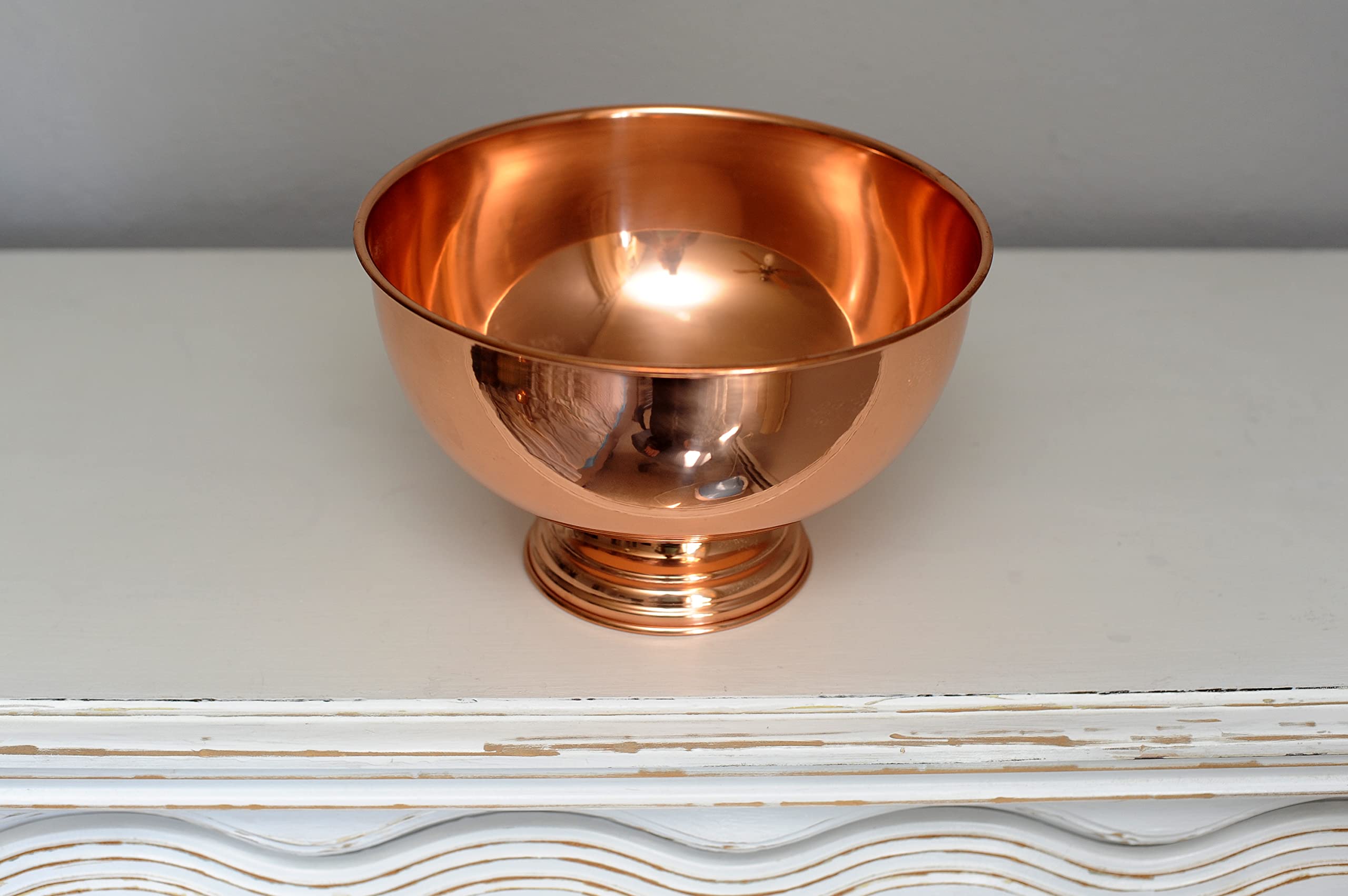 Alchemade 5 Liter 100% Copper Punch Bowl With Stand For Your Copper Kitchenware And Copper Dishware Collection - Perfect For Parties, Everyday Kitchen Use, Or As A Decorative Bowl