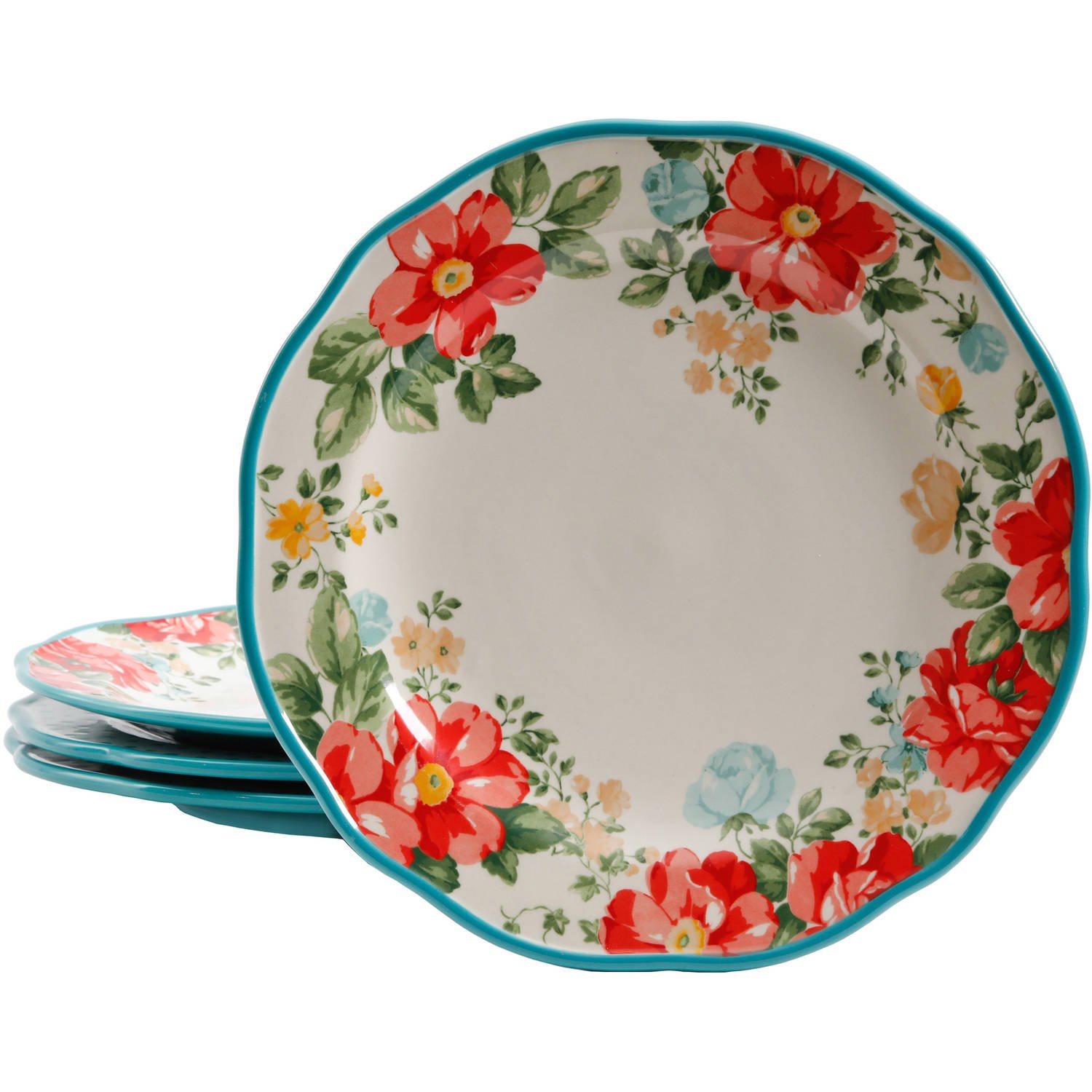 The Pioneer Woman Vintage Floral 10.5" Dinner Plate Set, Set of 4