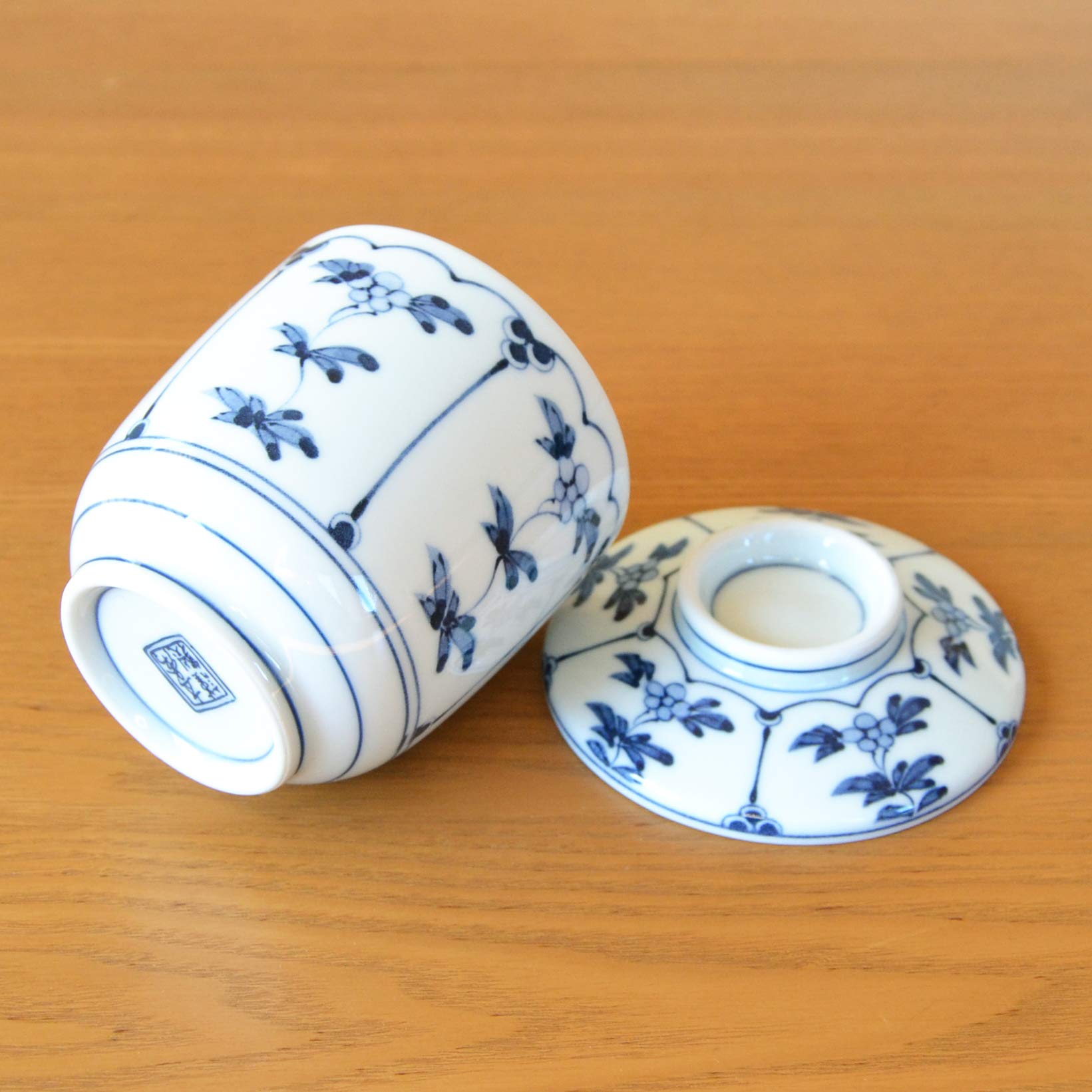 有田焼やきもの市場 Chawanmushi Cups with Lids Set of 2 Japanese Chawan Mushi Arita Imari ware Made in Japan Wari-Souka