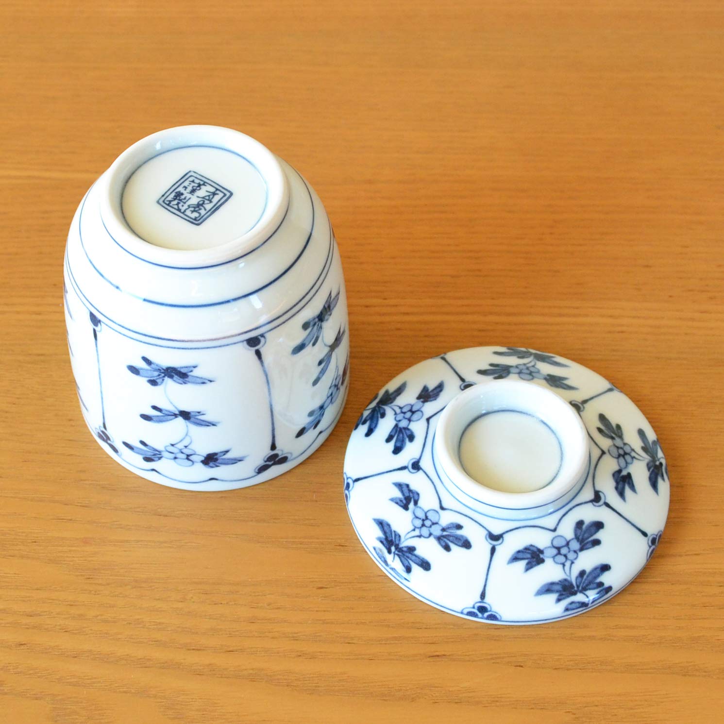 有田焼やきもの市場 Chawanmushi Cups with Lids Set of 2 Japanese Chawan Mushi Arita Imari ware Made in Japan Wari-Souka