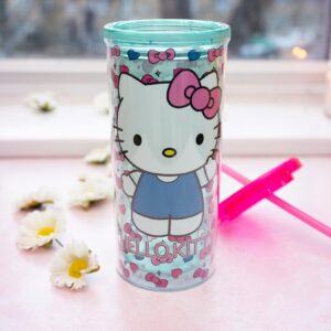 Hello Kitty Bows and Hearts Carnival Cup with Lid and Straw | Holds 20 Ounces