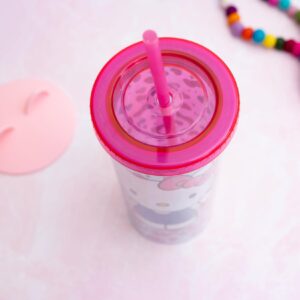 Hello Kitty Bows and Hearts Carnival Cup with Lid and Straw | Holds 20 Ounces