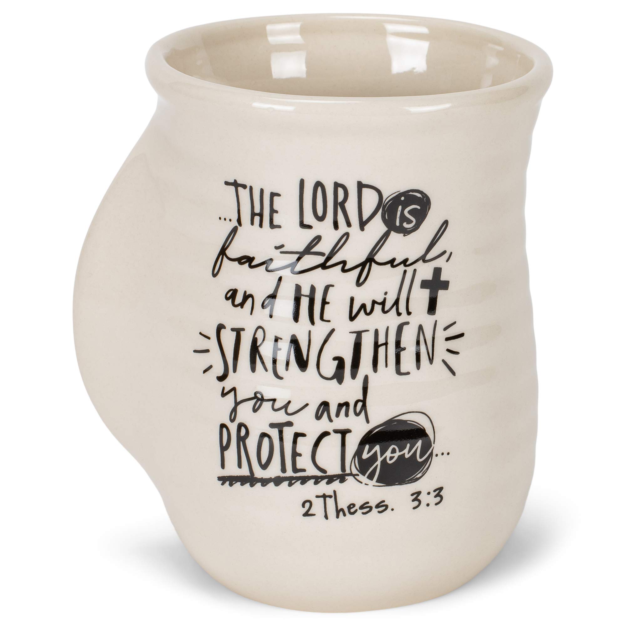 Lighthouse Christian Products The Lord is Faithful Whimsical White 14 Ounce Ceramic Handwarmer Mug