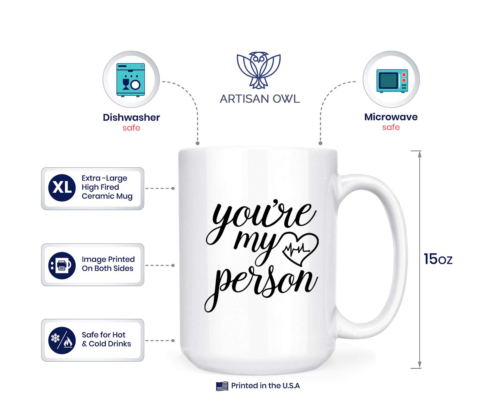 You're My Person - Best Friend Bestie - 15oz Deluxe Double-Sided Coffee Tea Mug