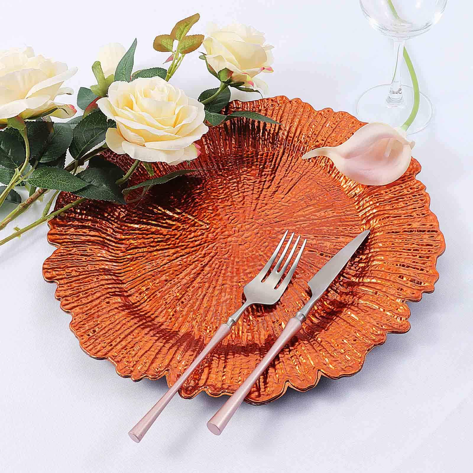 Tiger Chef Charger Plates - Orange Plate Chargers for Dinner Plates - Wedding Décor Place-mats (6, Orange Reef)