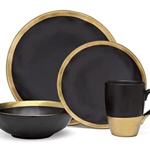 Godinger Silver Art 4-piece Golden Onyx Porcelain Gold And Black Dining Dinner Dinnerware Dinner Set