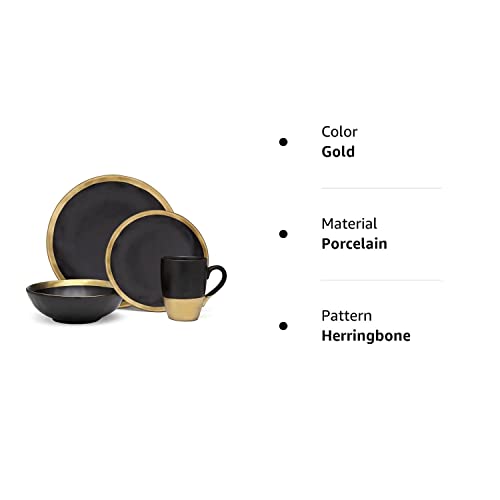 Godinger Silver Art 4-piece Golden Onyx Porcelain Gold And Black Dining Dinner Dinnerware Dinner Set