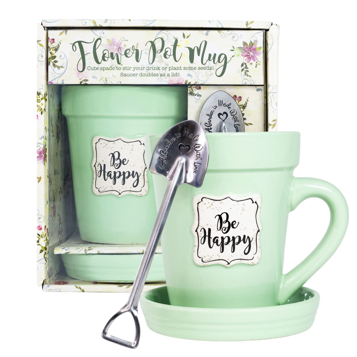 Divinity Boutique Green Flower Pot Mug - Be Happy