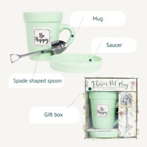 Divinity Boutique Green Flower Pot Mug - Be Happy