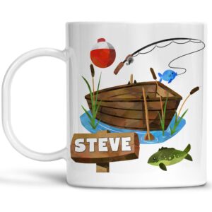 kids personalized fishing mug customize with child's name | lightweight unbreakable cup | dishwasher safe | bpa melamine free