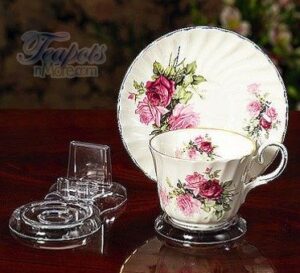 cup/saucer display stand, clear