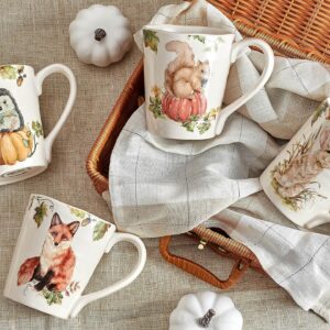 Bico Woodland Critters Ceramic Mugs, Set of 4, for Coffee, Tea, Drinks, Microwave & Dishwasher Safe