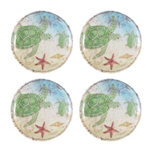 UPware 16-Piece Melamine Dinnerware Set, Includes Dinner Plates, Salad Plates, Dessert Plates, Bowls, Service for 4. (Sea Turtle)