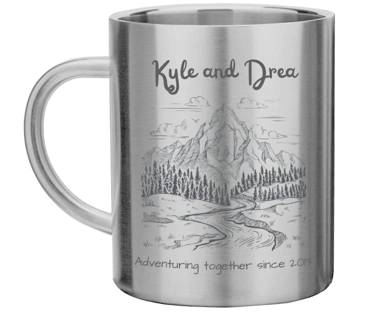 Camping Mug - Personalized Stainless Steel Camp Cup, Insulated, Double Wall for Coffee, Tea (Just Nature)