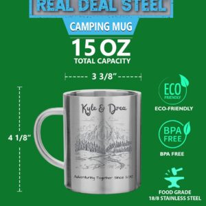 Camping Mug - Personalized Stainless Steel Camp Cup, Insulated, Double Wall for Coffee, Tea (Just Nature)