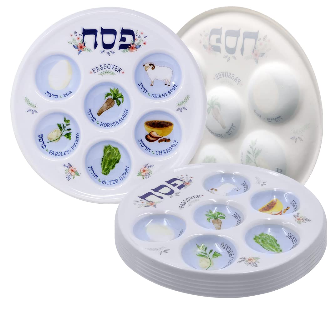 The Dreidel Company Passover Seder Plate Deluxe Quality Plastic 10" Disposable Plates (10-Pack)