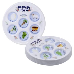 The Dreidel Company Passover Seder Plate Deluxe Quality Plastic 10" Disposable Plates (10-Pack)