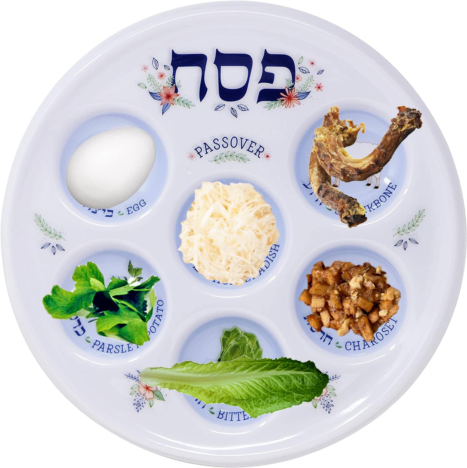 The Dreidel Company Passover Seder Plate Deluxe Quality Plastic 10" Disposable Plates (10-Pack)