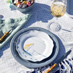 Juliska Country Estate Melamine Salad Plates Set of 4 - Seaside - White Melamine - Unbreakable, Melamine, Decorative Salad Plate Set