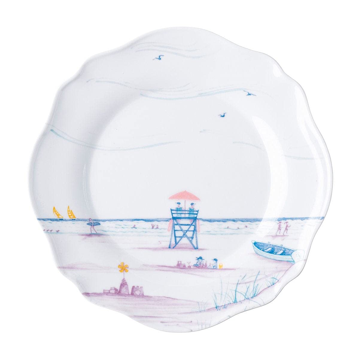 Juliska Country Estate Melamine Salad Plates Set of 4 - Seaside - White Melamine - Unbreakable, Melamine, Decorative Salad Plate Set