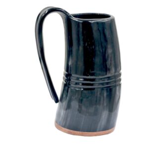 HONGLAYS Ox Horn Mug-Natural Buffalo Horn Viking Drinking Mug Viking Mug Cup (With Ring carving in Redwood Bottom)