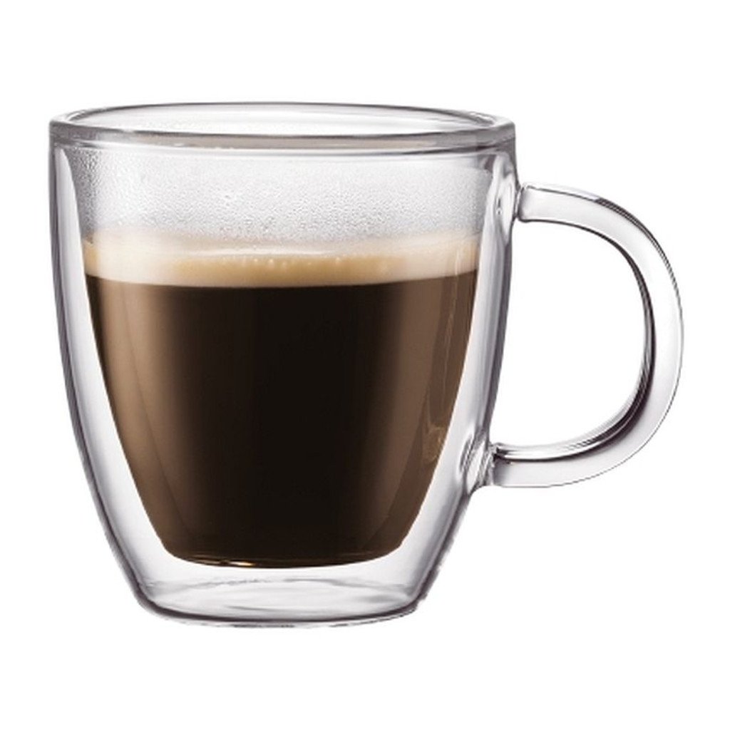 Bodum Bistro - Double Wall Thermo Glass Espresso Mug - For Hot and Cold Drinks - Transparent - Pack of 2 - 0.15l, 5oz