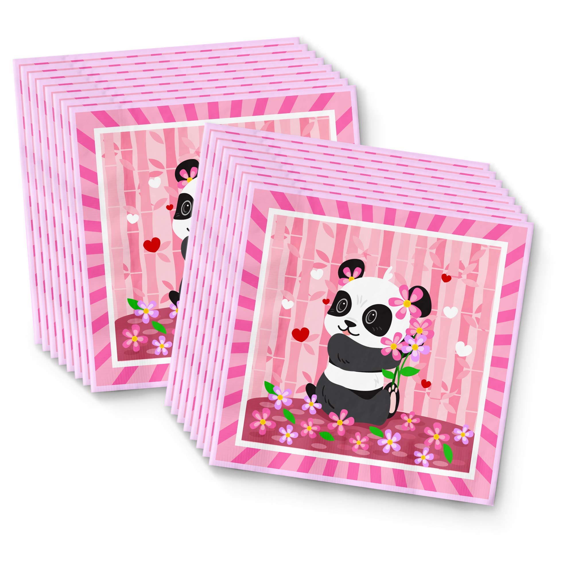 Pink Panda Birthday Party Supplies Set Plates Napkins Cups Tableware Kit for 16