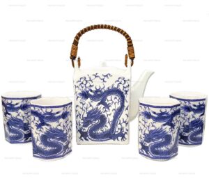 happy sales japanese porcelain tea set imperial dragon blue