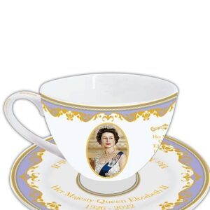 The Leonardo Collection Majesty Queen Elizabeth II Commemorative Cup and Saucer, LP18218, White