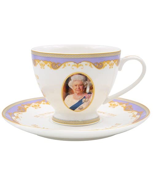 The Leonardo Collection Majesty Queen Elizabeth II Commemorative Cup and Saucer, LP18218, White