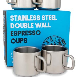 Real Deal Steel "Little Sipper 3 oz Insulated Espresso Cups - Premium Double Wall Set of 4 Demitasse