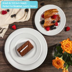 Wareland Refined Crisscross Appetizer Plates Set of 6 & 10.5 inch 2 Pieces Embossed Dinner Plates