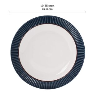 Bico Helios Blue Stoneware 16 pieces Dinnerware Set, Inclusive of Dinner Plates, Salad Plates, Cereal Bowls and Mugs, Microwave and Dishwasher Safe