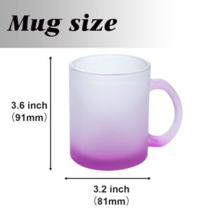 MR.R 11oz Set of 6 Sublimation Blanks Frosted Purple Glass Mug,Coffee Mugs with Handle for Heat Thermal Coating Transfer