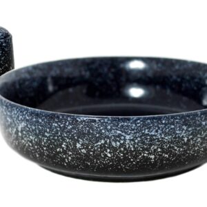 VALLENWOOD Extra Large Salad Serving Bowl, 11 inch. Big Ceramic Navy Dark Blue Pasta bowl Plus Oil Bottle. 95 oz. Beautiful And Elegant Huge Design. Giant Mixing and Fruit Bowls