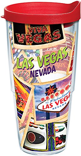 Tervis Nevada - Las Vegas Collage Tumbler with Wrap and Red Lid 24oz, Clear